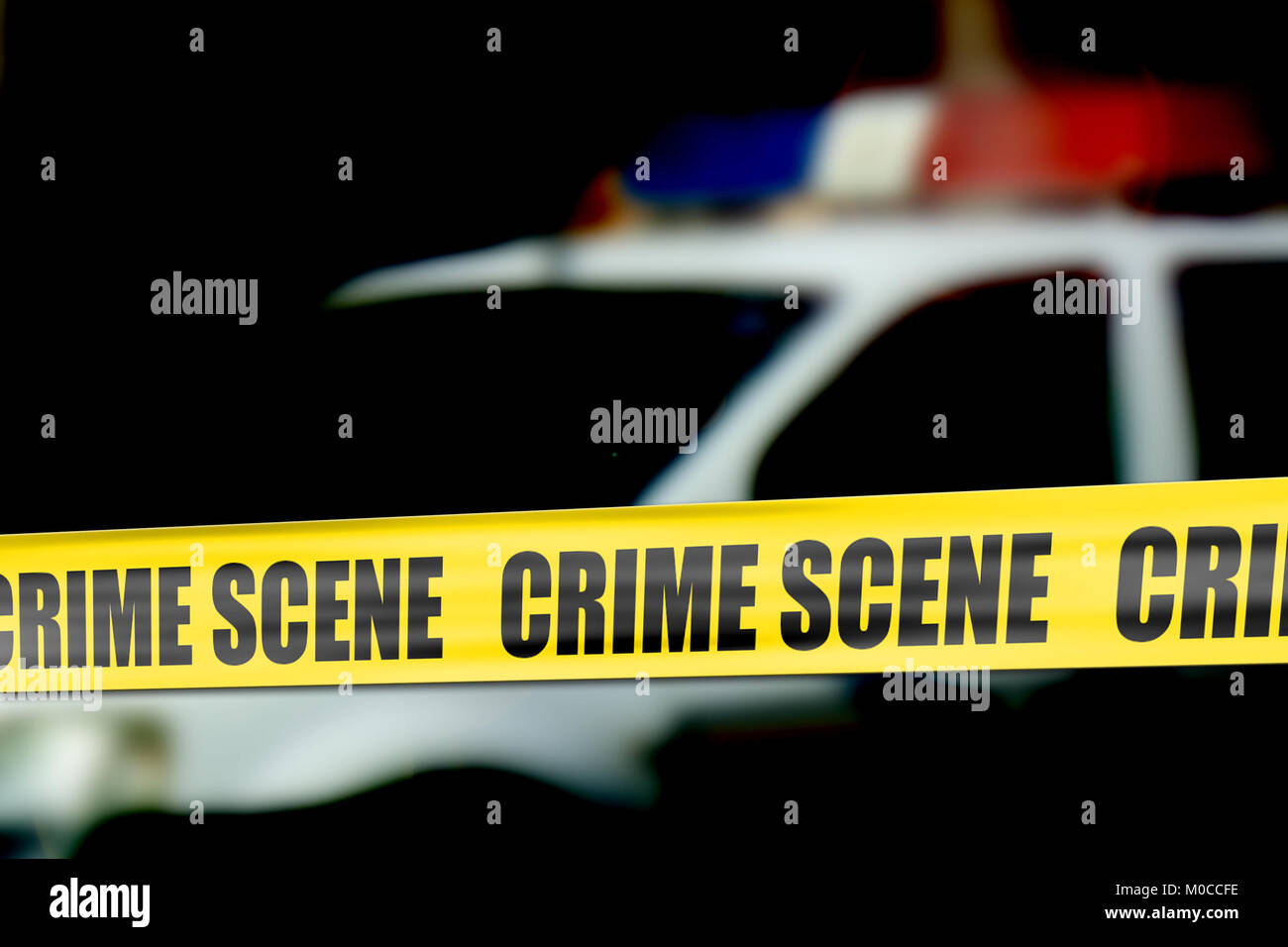Crime scene with yellow cordon tape Stock Photo - Alamy