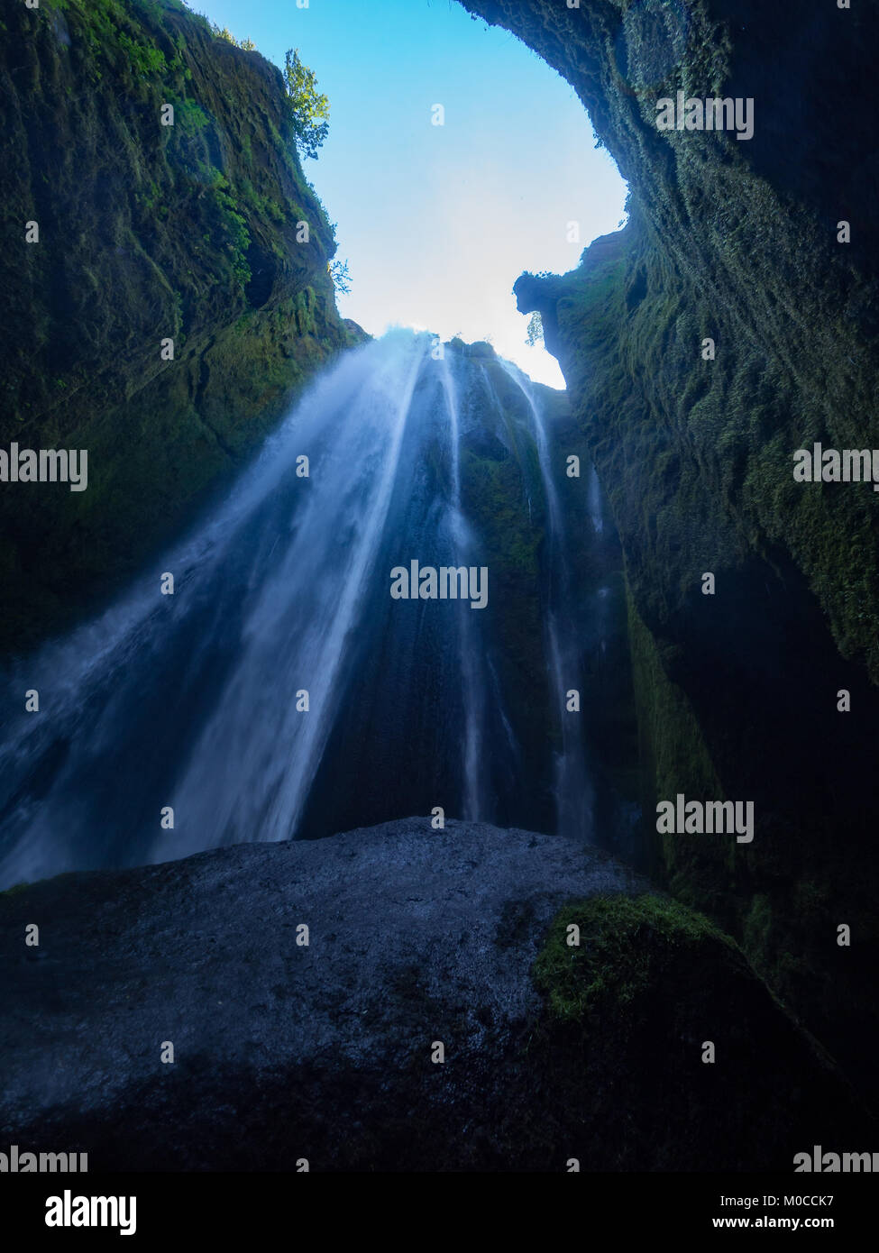 Gljufrabui Waterfall, hidden waterfall, near Seljalandsfoss, Southern ...