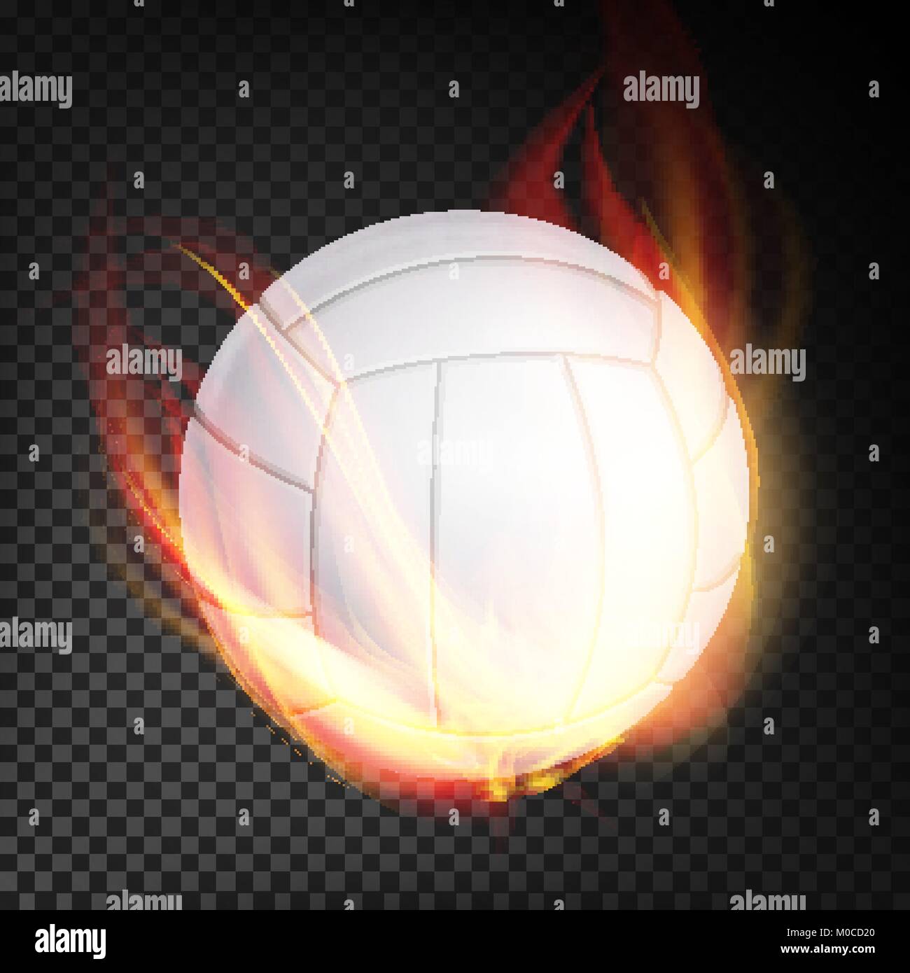 Volleyball Ball In Fire Vector Realistic. Burning Volley Ball ...