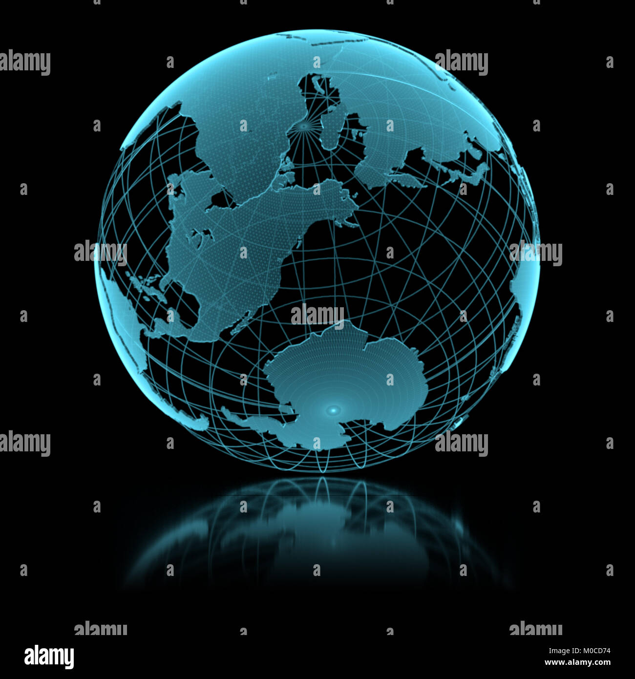 Blue shining transparent earth globe Stock Photo - Alamy