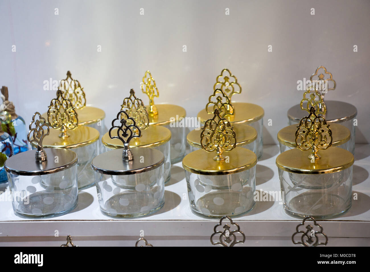 Set of Empty small transparent bottles Stock Photo - Alamy