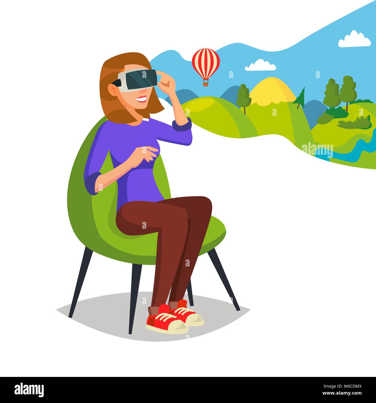 3d Reality Simulation Vector. Having A Good Time With Wearing Virtual ...