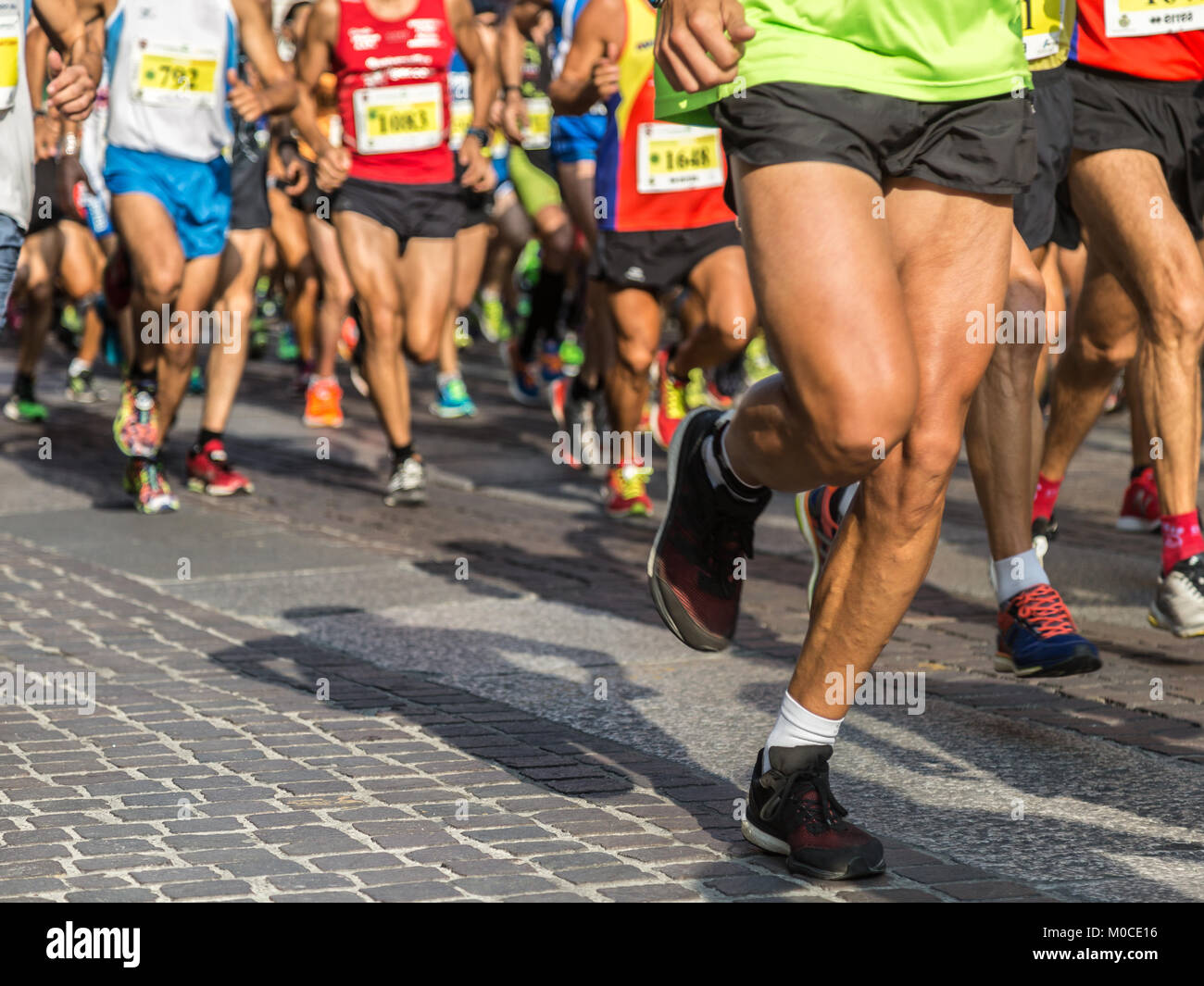 International Marathon Running Race, People Feet on City Road Stock ...