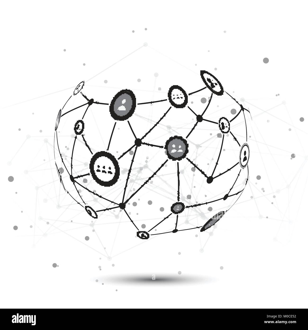 3D Social Network with Lines Grid Vector Design Concept Illustration ...