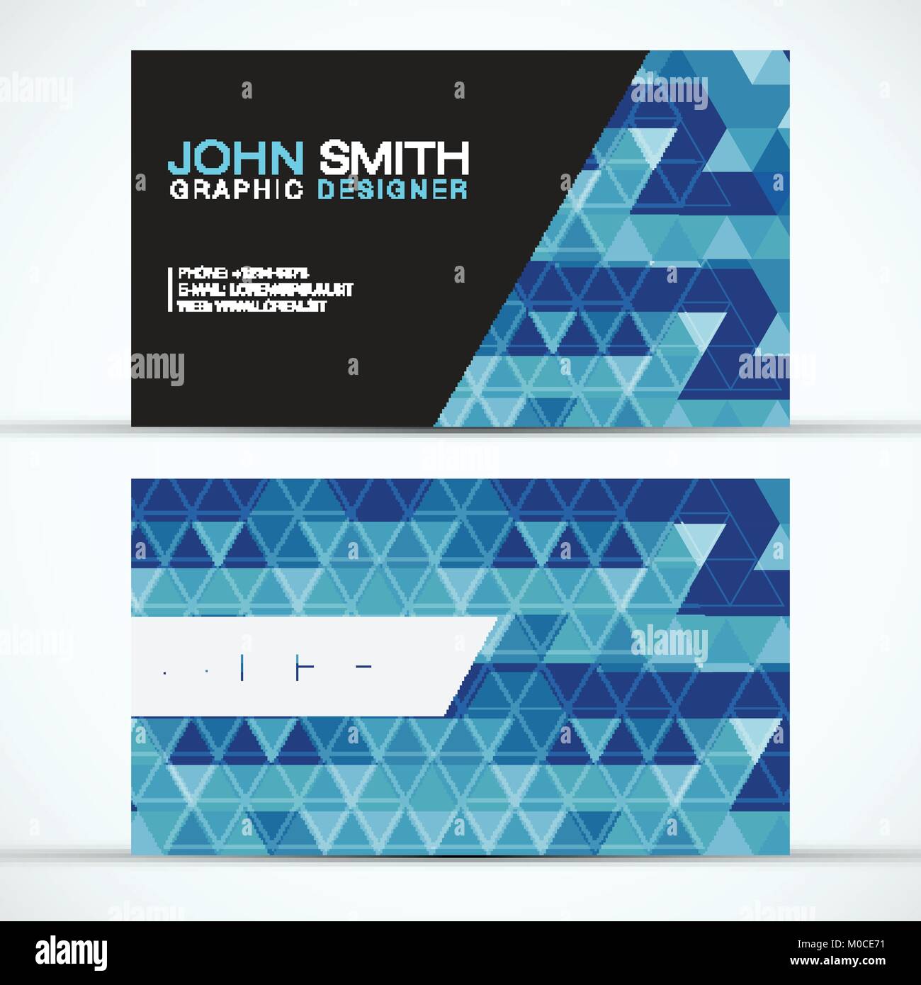 Elegant Modern Business Card Set - Blue Triangles Pattern - EPS10 ...