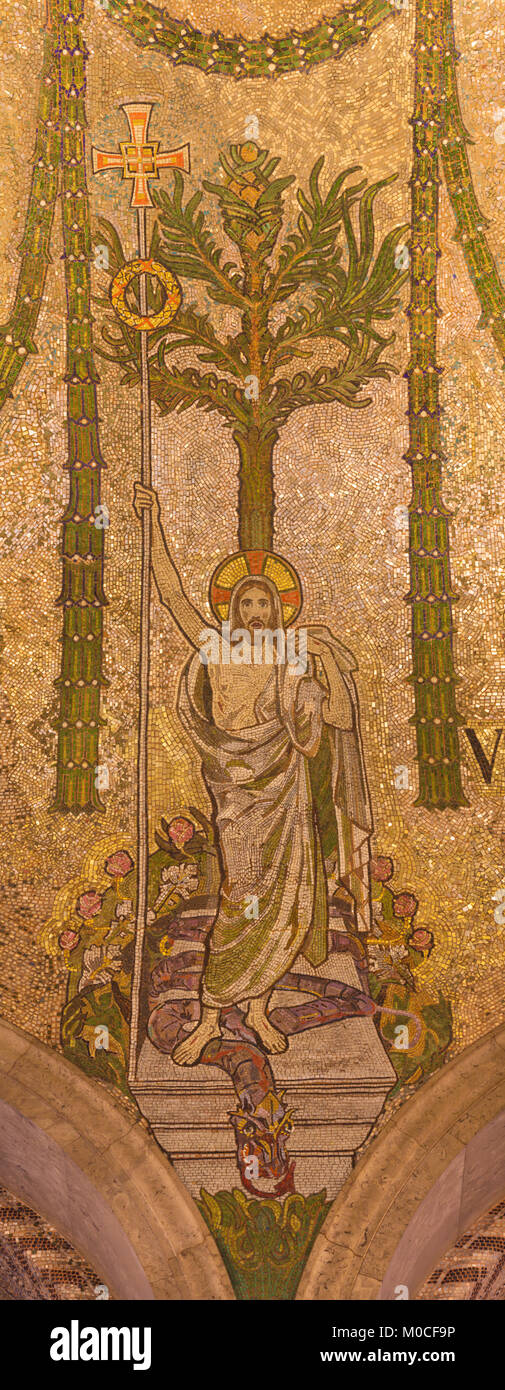 LONDON, GREAT BRITAIN - SEPTEMBER 17, 2017: Mosaic of Resurrected Jesus ...