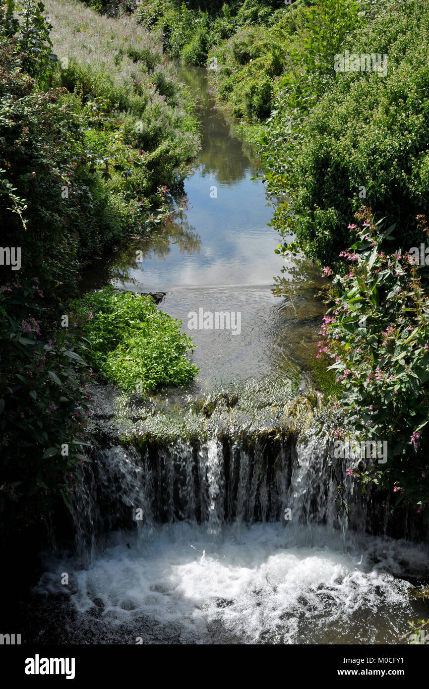 Running water and overgrown remains of a lock gate on the Louth ...