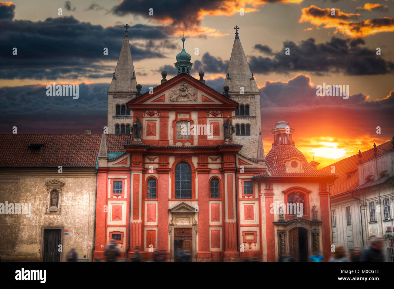 Scenic summer panorama of the Old Town architecture with Vltava river ...
