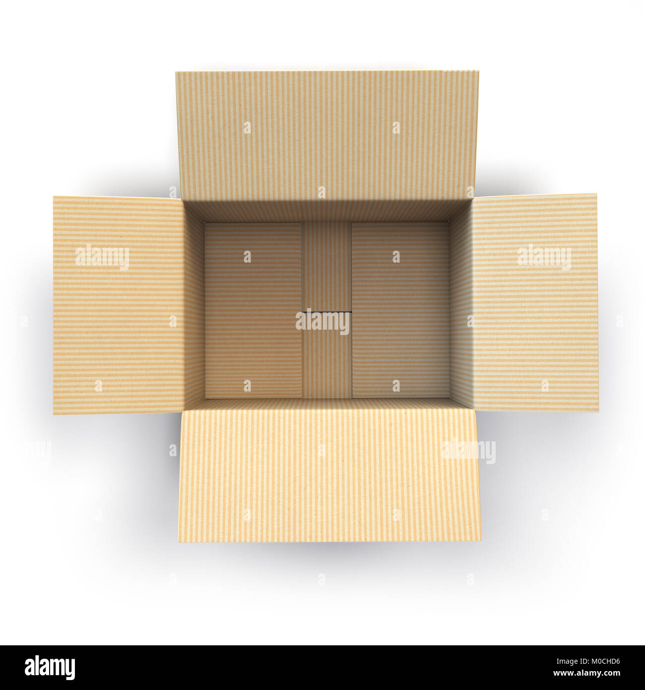 Open empty cardboard box Isolated on white background. 3d illustration ...