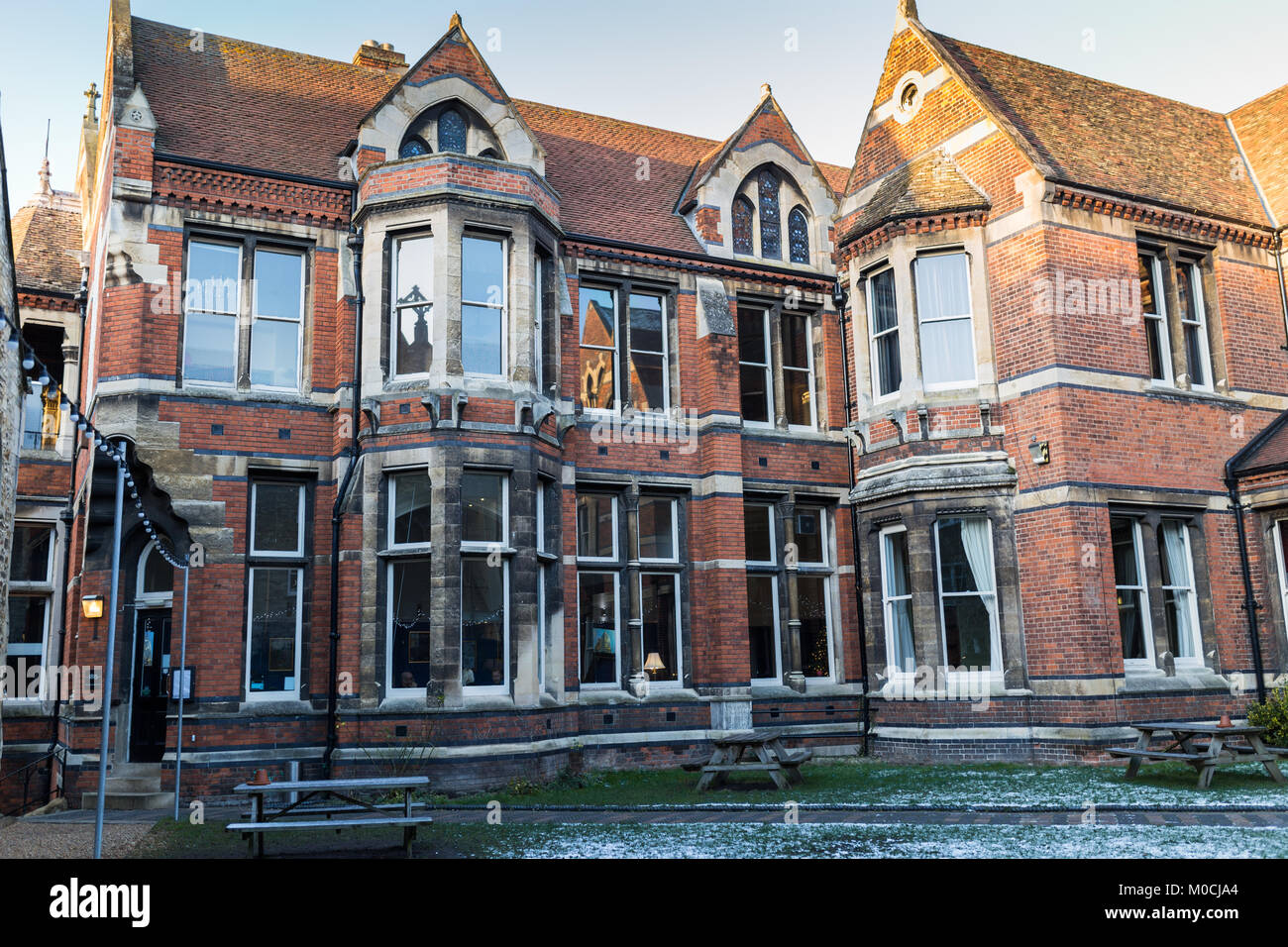 Snowy cold brick building Stock Photo - Alamy