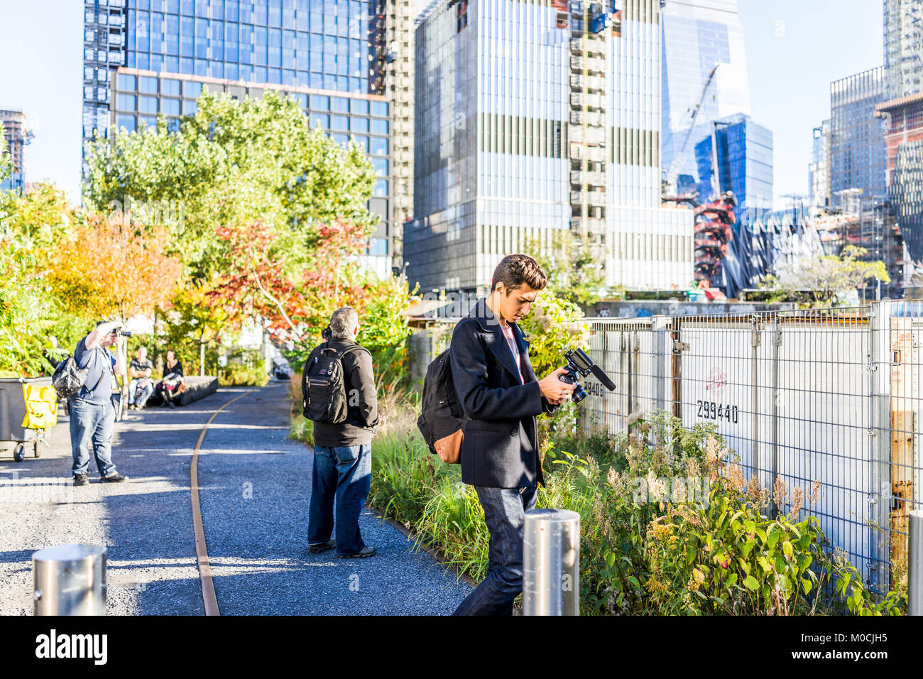 New York City, USA - October 27, 2017: Highline, high line, urban ...