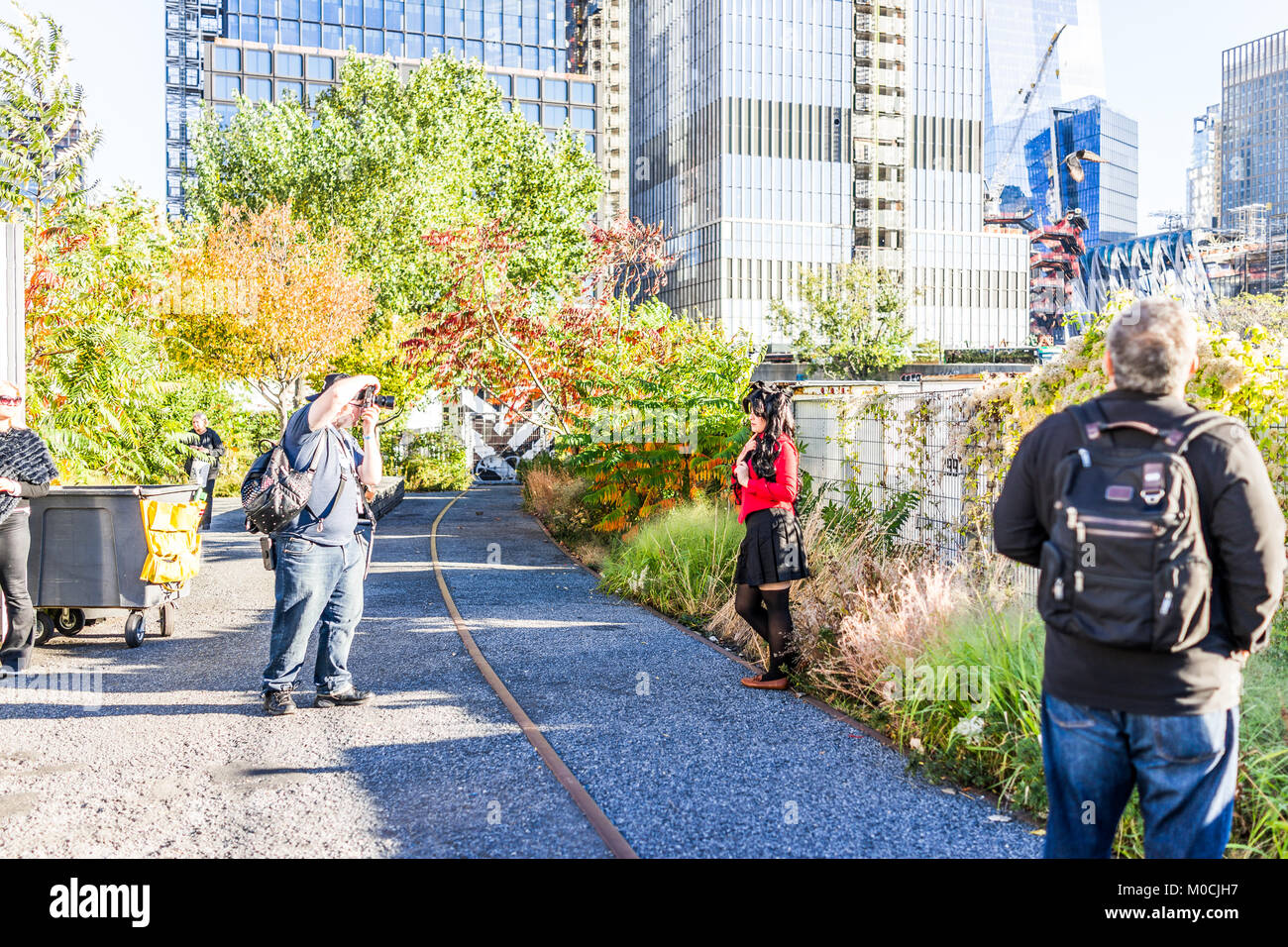 New York City, USA - October 27, 2017: Highline, high line, urban ...