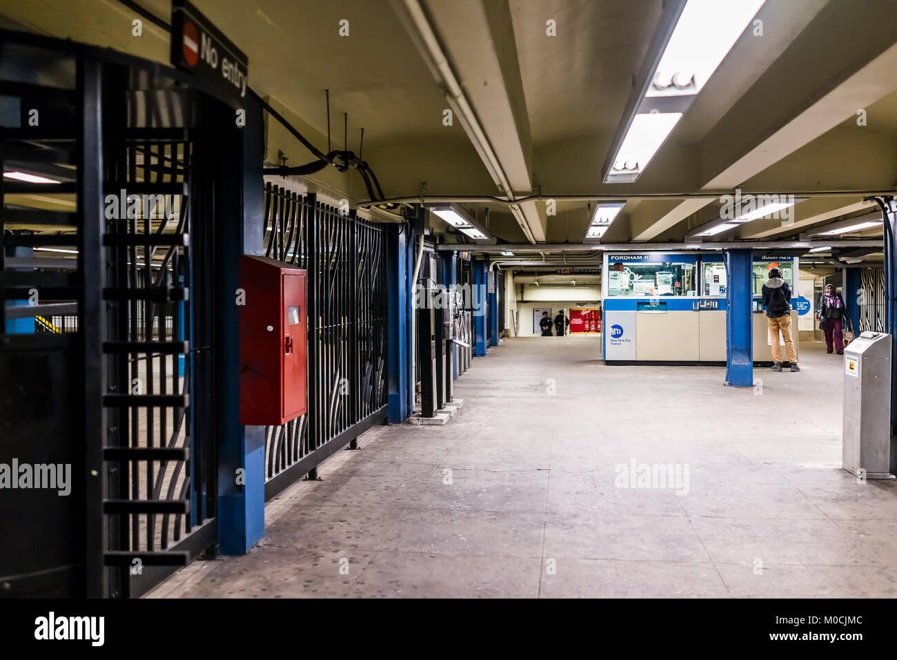 Bronx, USA - October 28, 2017: Empty subway station entrance with ...