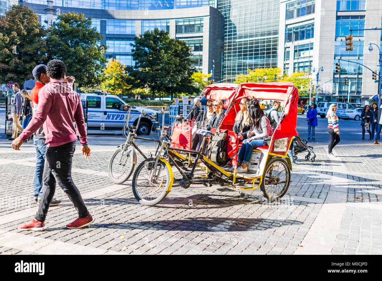New York City, USA - October 28, 2017: Midtown Manhattan with happy ...