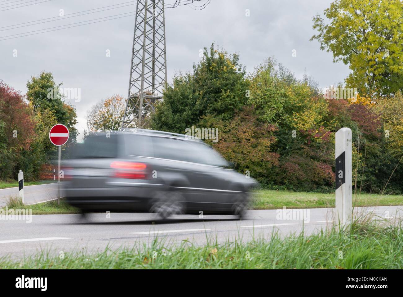 Car passing by on a national highway, Germany Stock Photo - Alamy