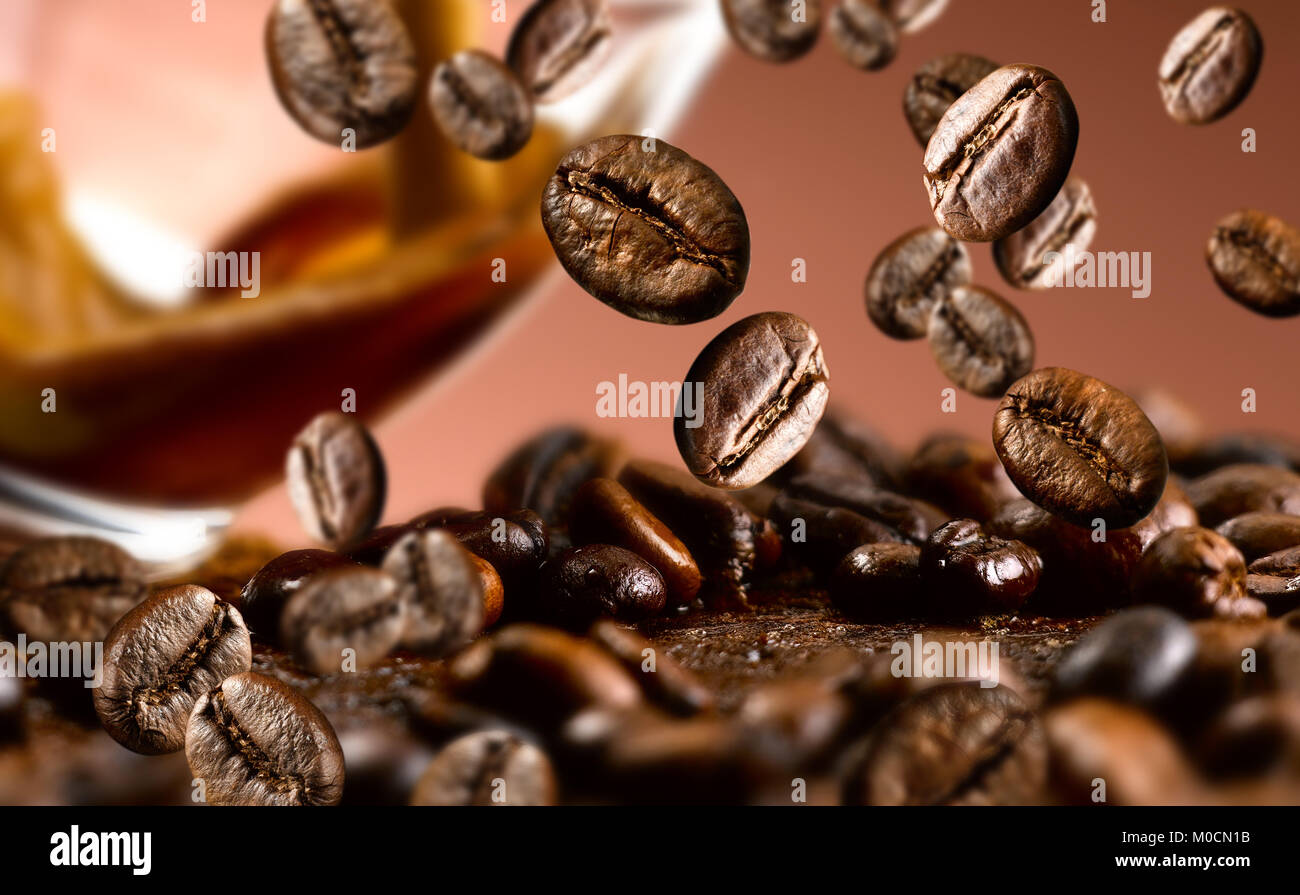 flying coffee beans Stock Photo - Alamy