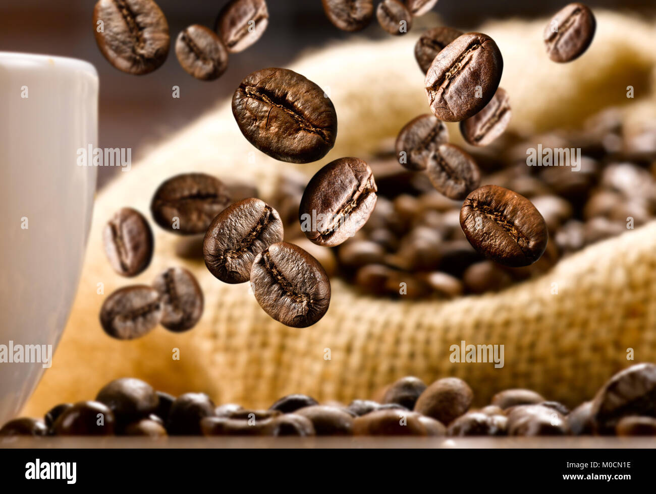 flying coffee beans Stock Photo - Alamy
