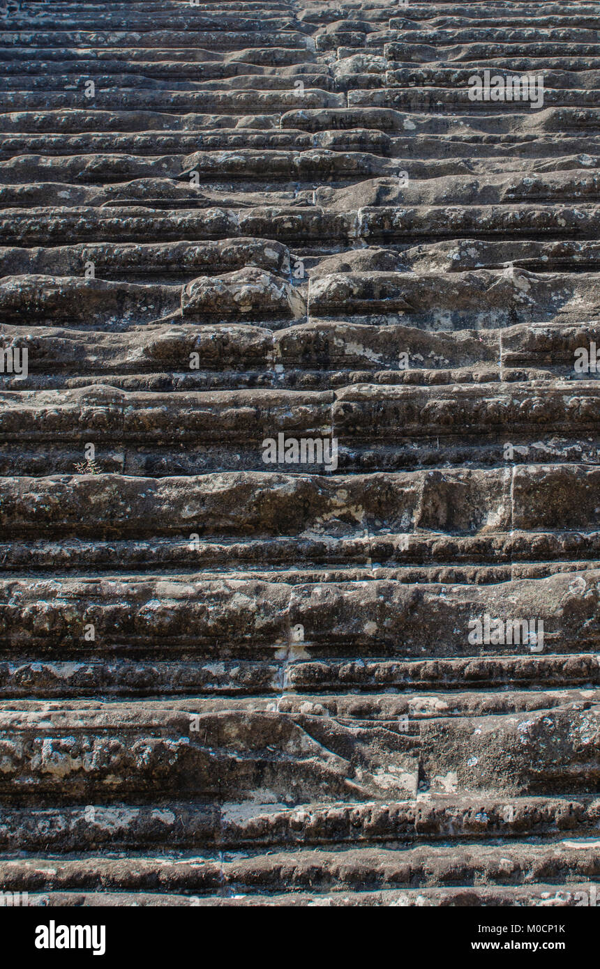 isolated close-up of stone steps of the ancient temple of Angkor Wat ...