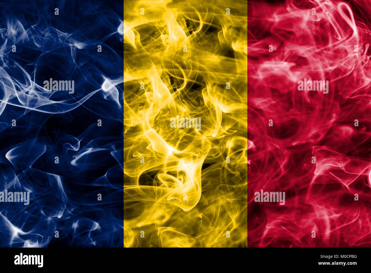 Chad smoke flag Stock Photo - Alamy
