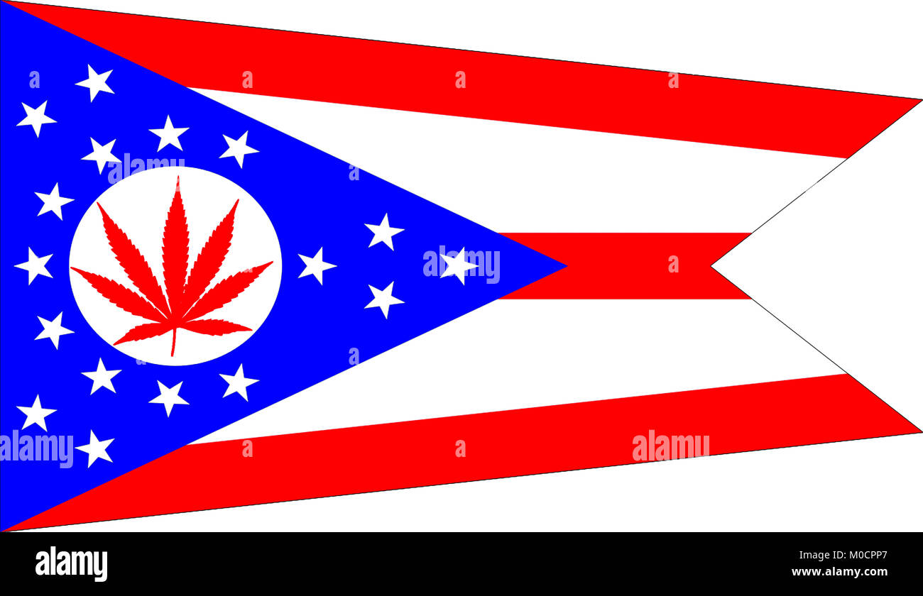 Ohio flag with marijuana leaf Stock Photo - Alamy