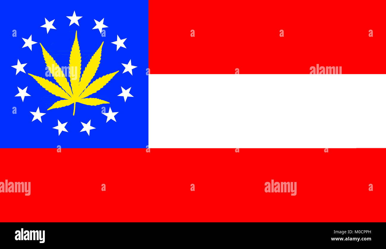 Georgia flag with marijuana leaf Stock Photo - Alamy