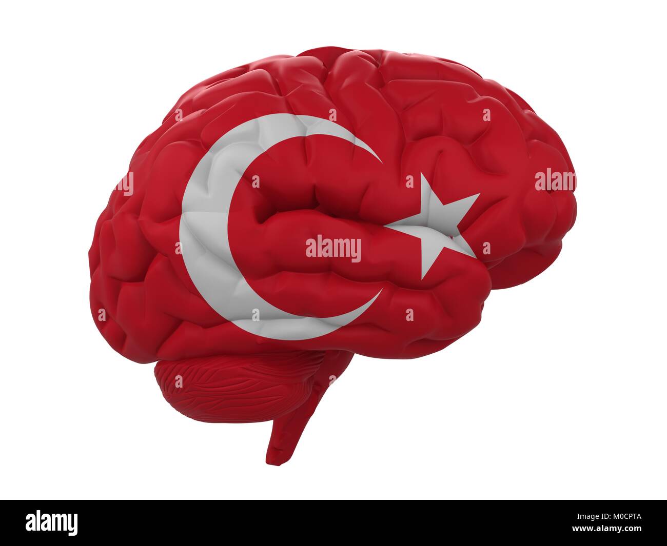 human brain is colored flag of Turkey. 3d rendering Stock Photo - Alamy
