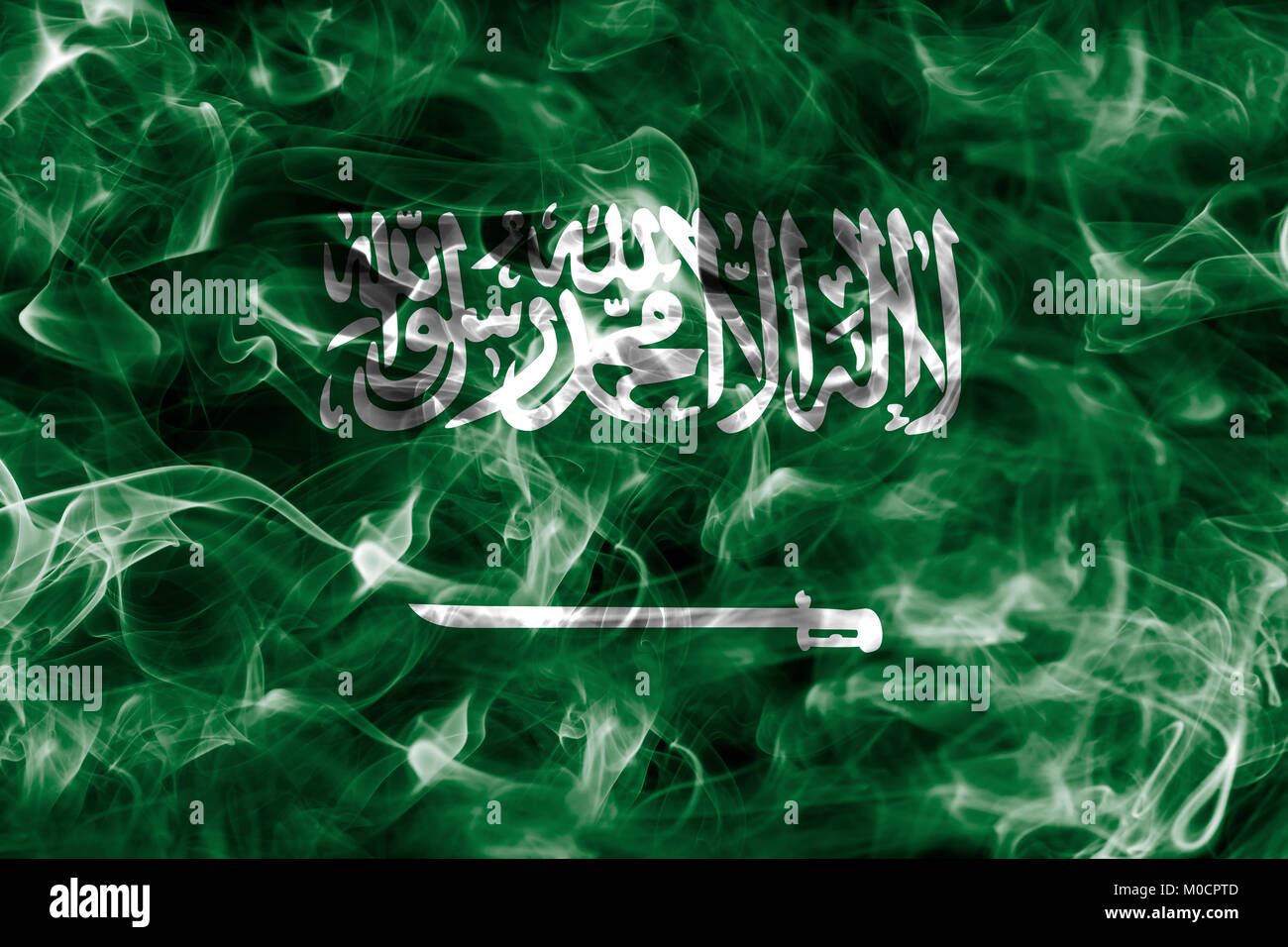 Saudi Arabia smoke flag Stock Photo - Alamy