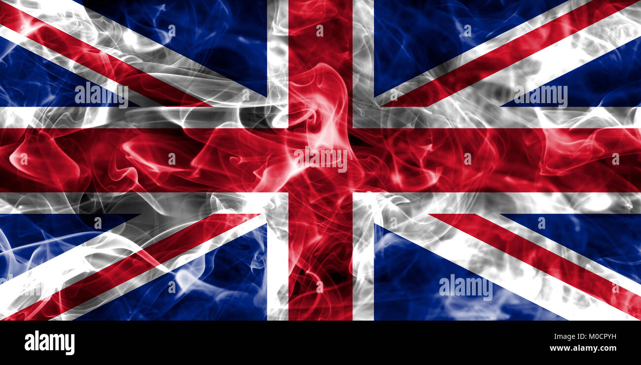 United Kingdom smoke flag, Union Jack Stock Photo - Alamy