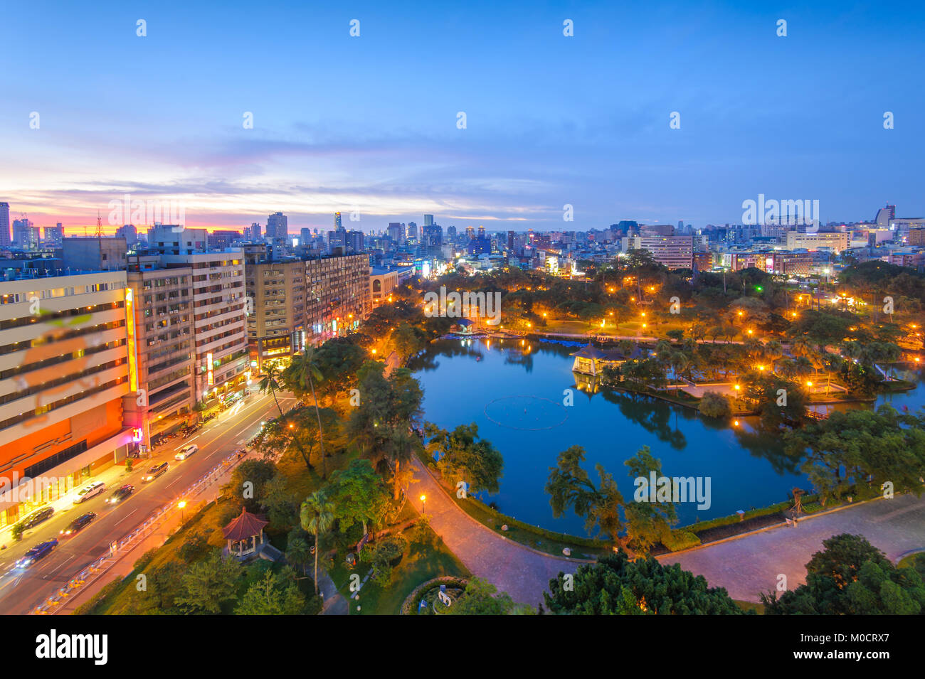 Cityscape of Taichung at night Stock Photo - Alamy
