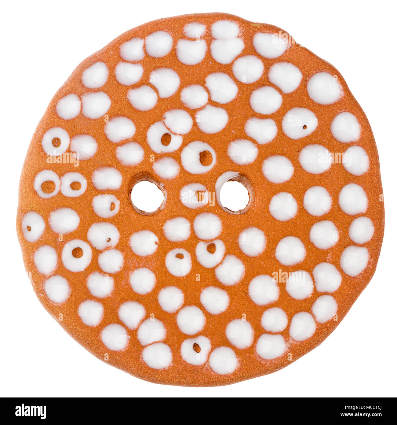 Brown dotted handmade ceramic button isolated on white background Stock ...