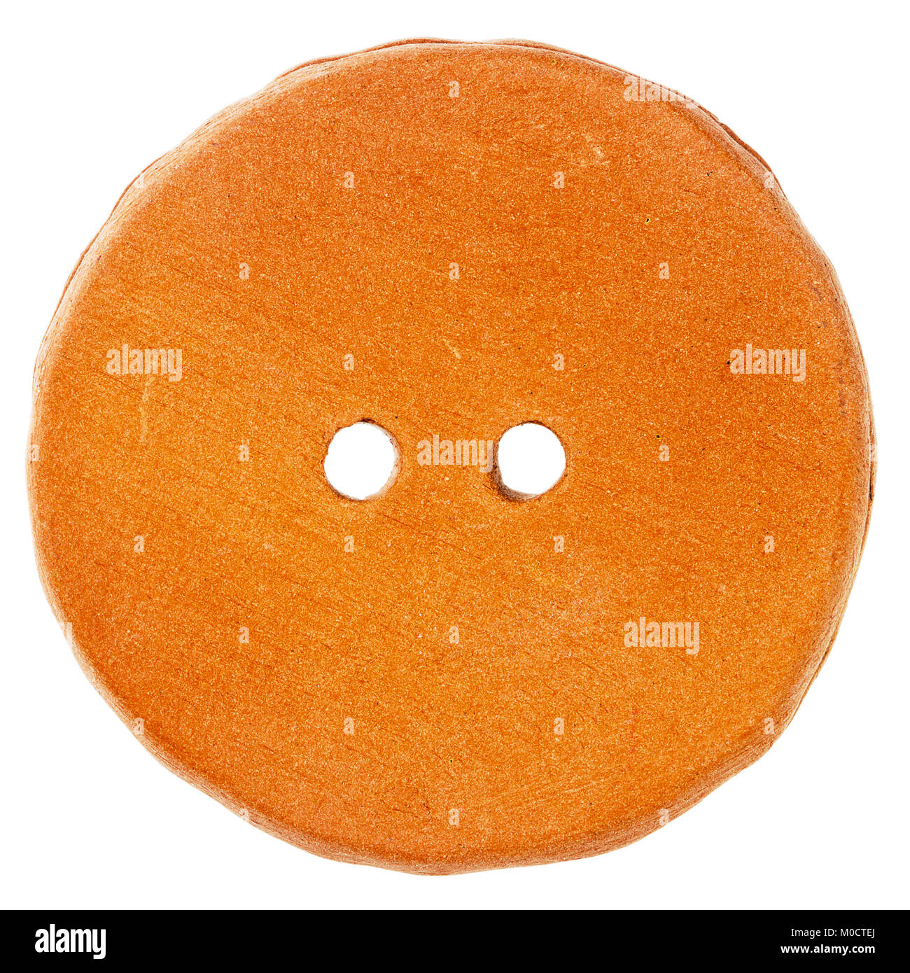 Brown handmade ceramic button isolated on white background Stock Photo ...