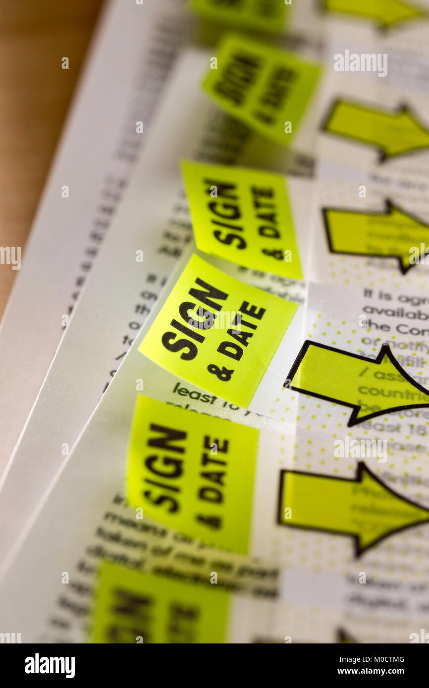 Sign & Date Tabs Still Life Stock Photo - Alamy