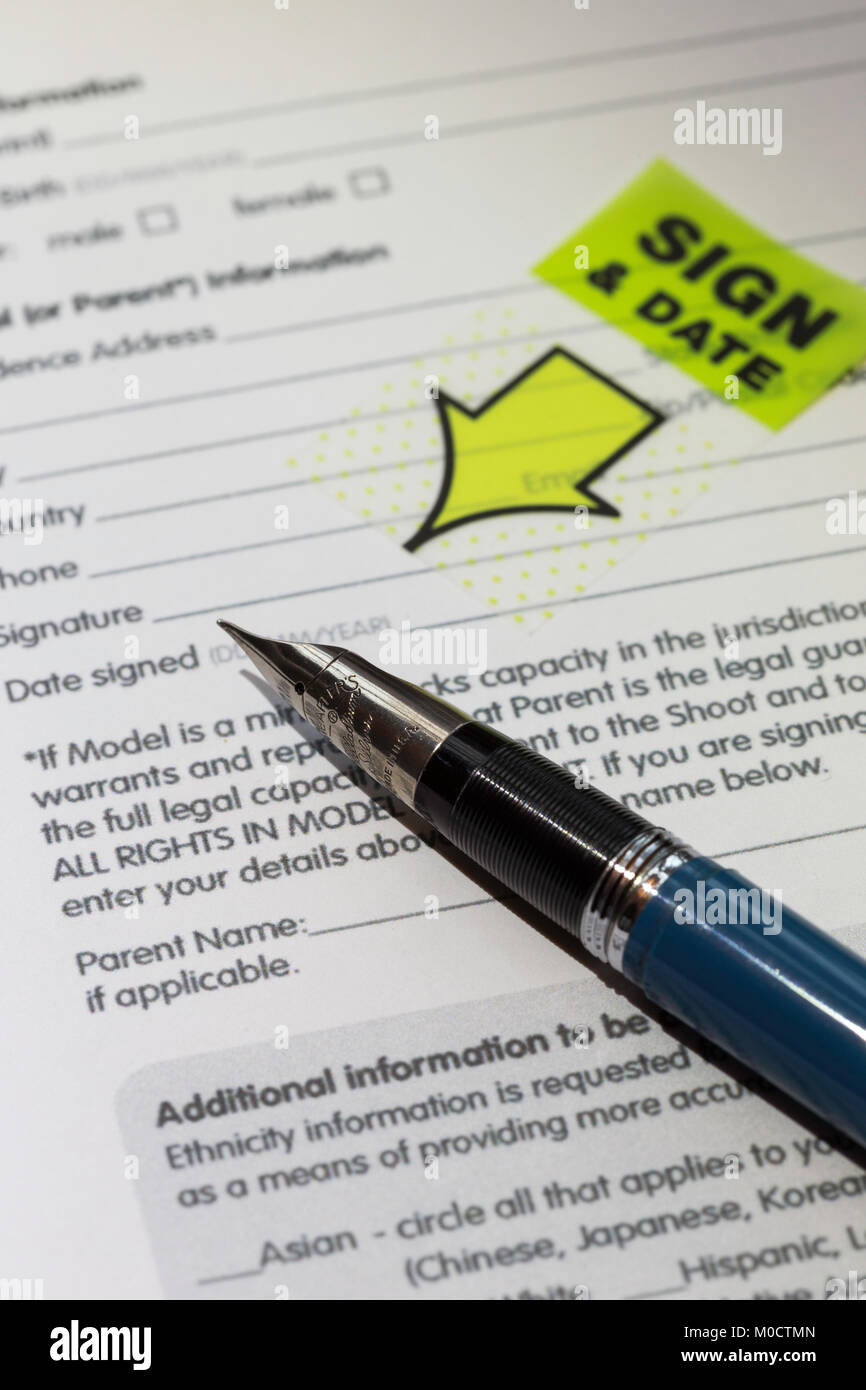 Sign & Date Tabs Still Life Stock Photo - Alamy