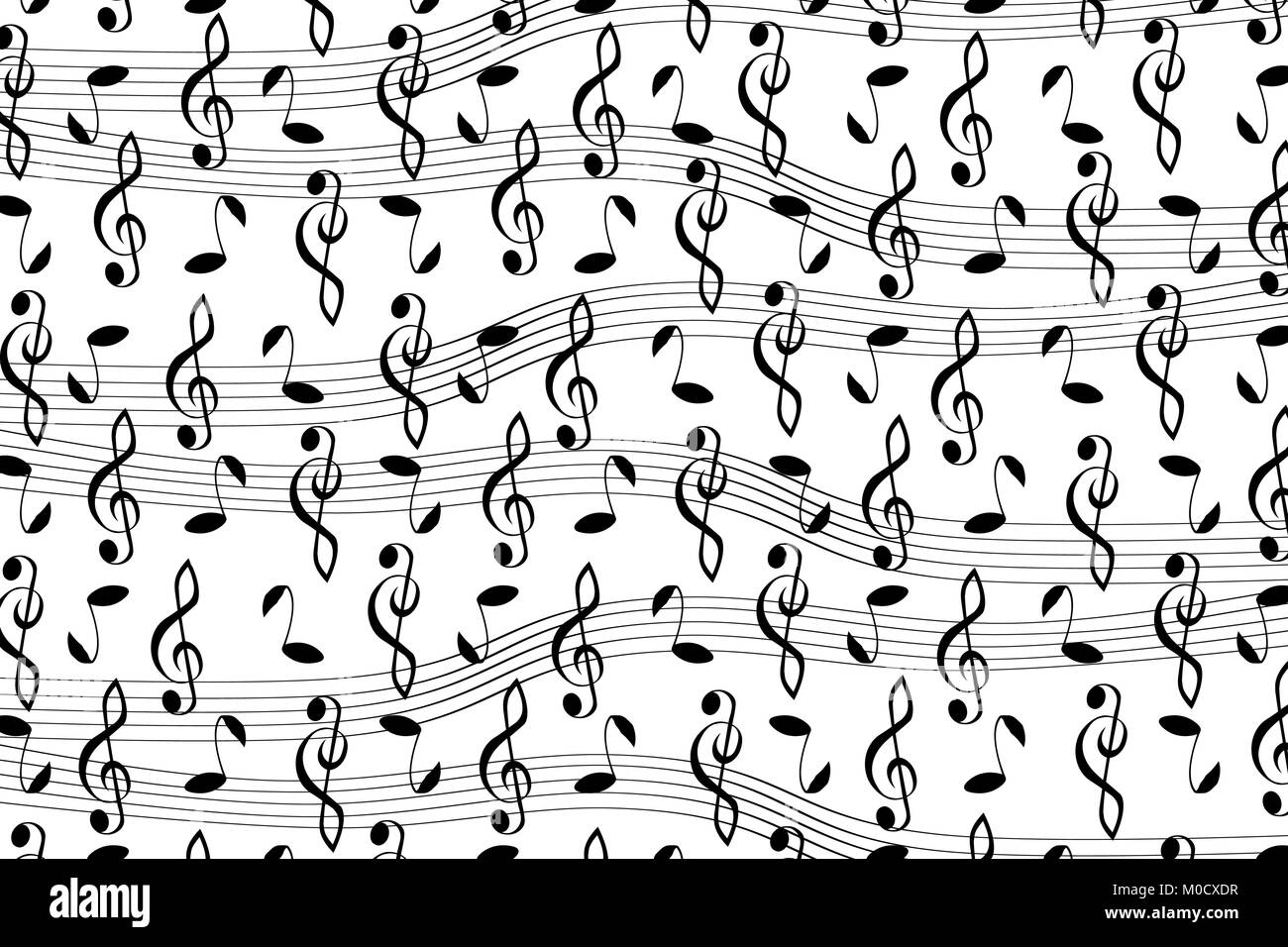 Musical pattern with notes, Music vector pattern - black and white ...