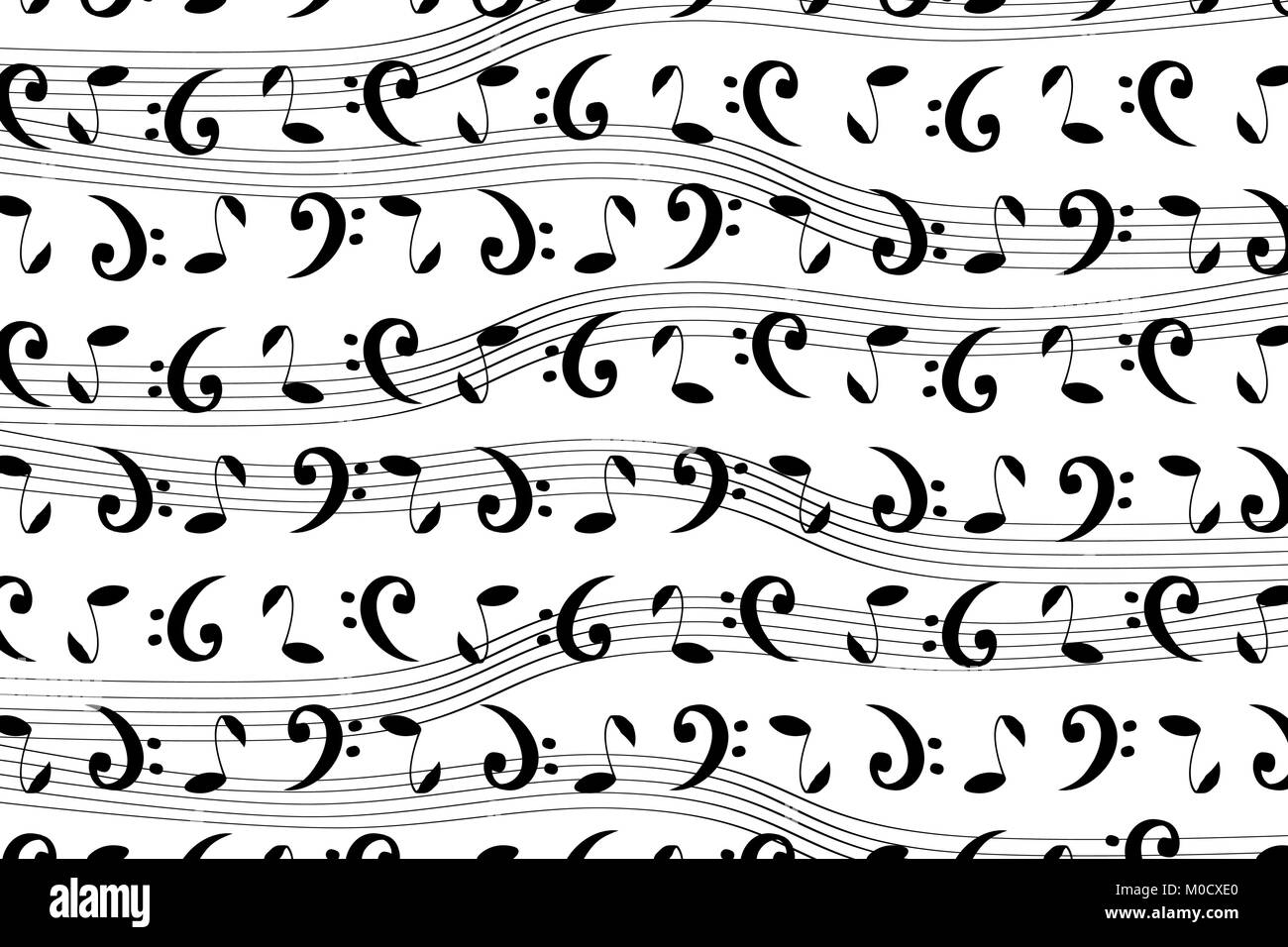 Music notes illustration vector banner Black and White Stock Photos ...