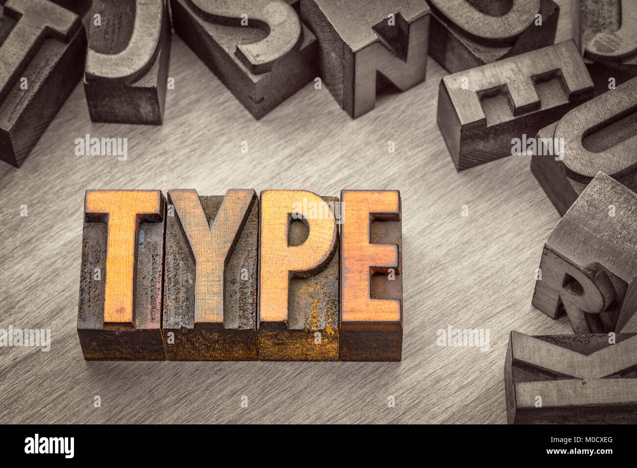 type word abstract in vintage letterpress wood type printing blocks ...