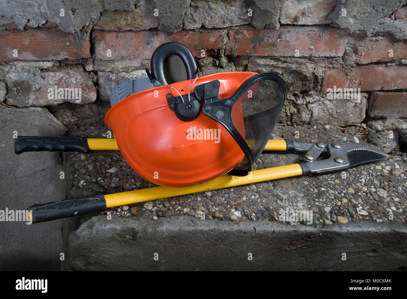 Protective cap with ear protection Stock Photo - Alamy