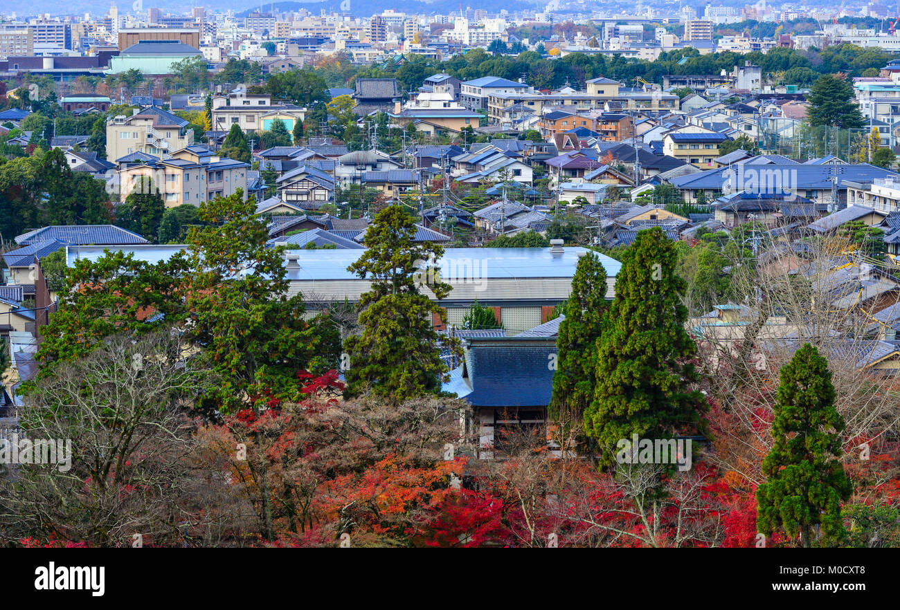 Kyoto, Japan - Nov 28, 2016. Aerial view of Eikando Shrine with ...