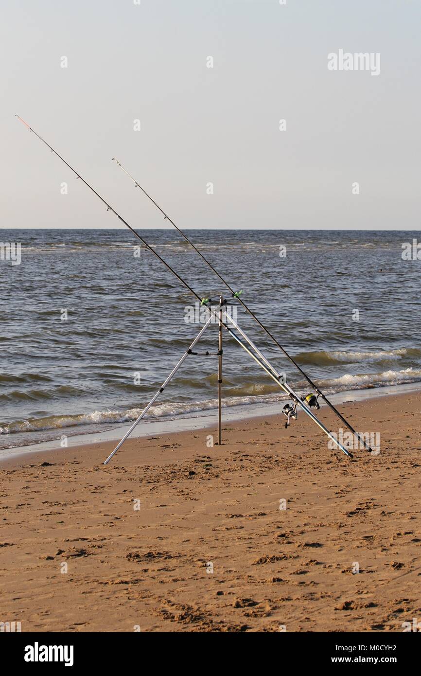Surfcasting beach fishing hi-res stock photography and images - Alamy
