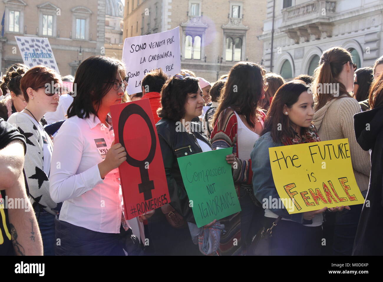 Rome, Italy. 20th Jan, 2018. People at The Women's March Rome ...