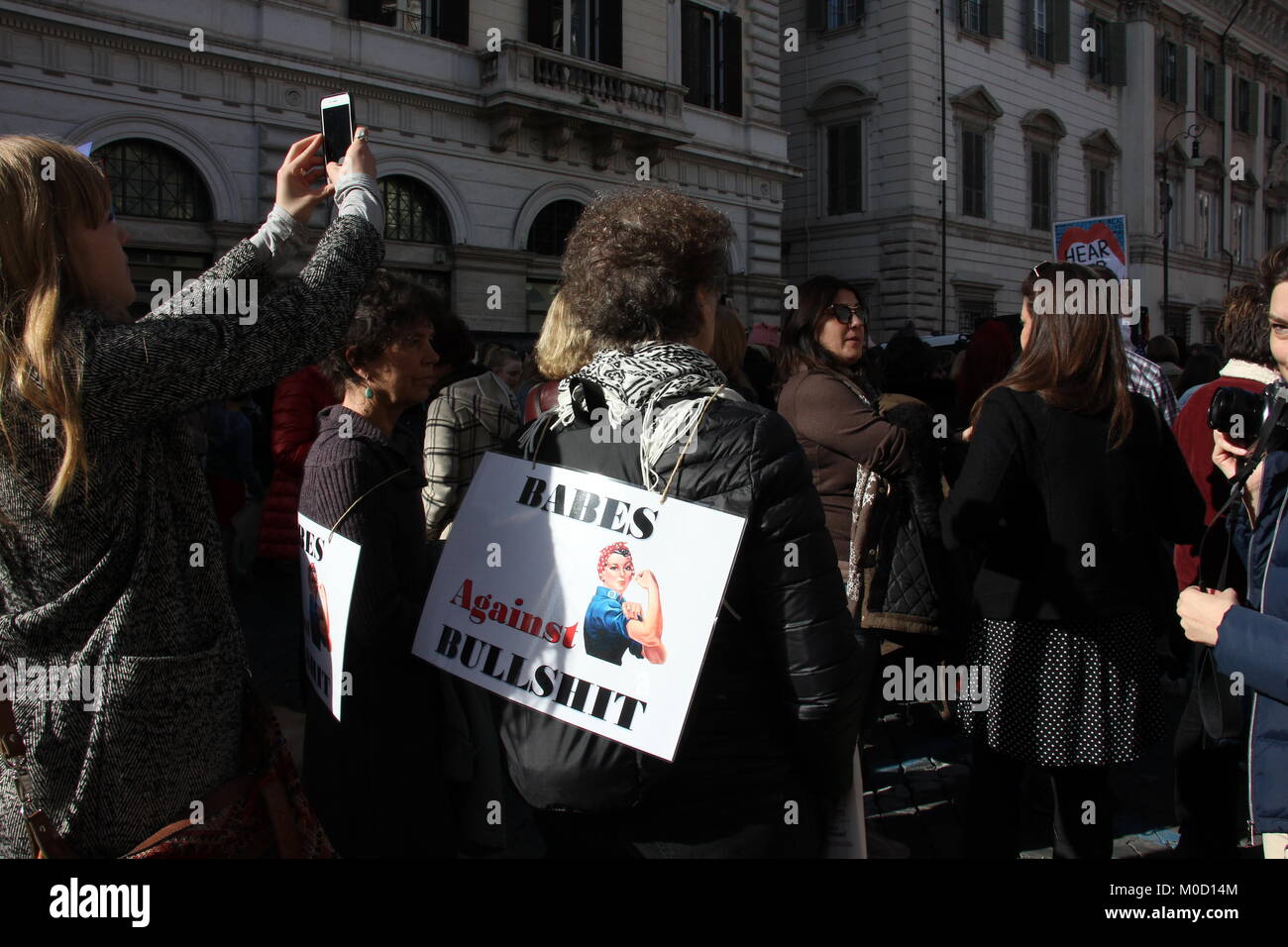 Rome, Italy. 20th Jan, 2018. People at The Women's March Rome ...