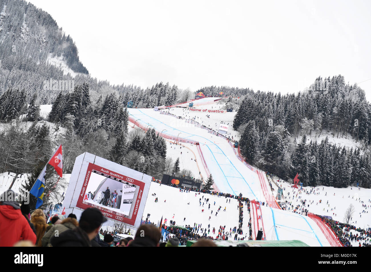 Kitzbuehel, Austria. 20th Jan, 2018. The famous Streif downhill track ...