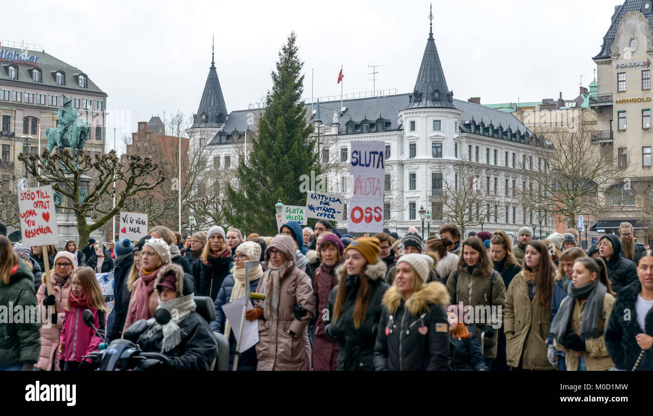 Malmö, Sweden. 20th Jan, 2018. Demonstrations protesting a series of ...