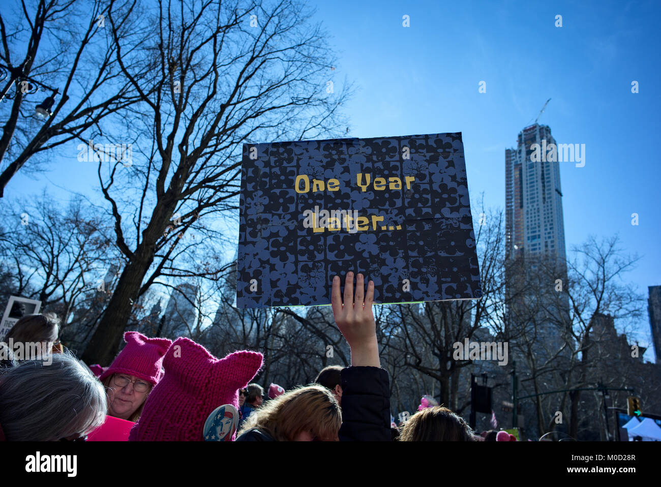 New York, USA. 20th Jan, 2018. "One Year Later." sign in crowd of ...