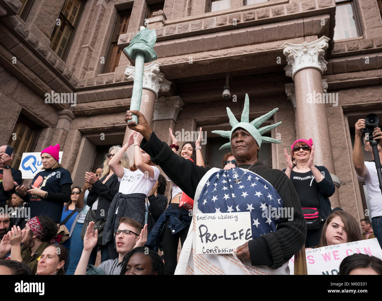 Peace Costanzo, a daily visitor to the Texas Capitol in her Statue of ...