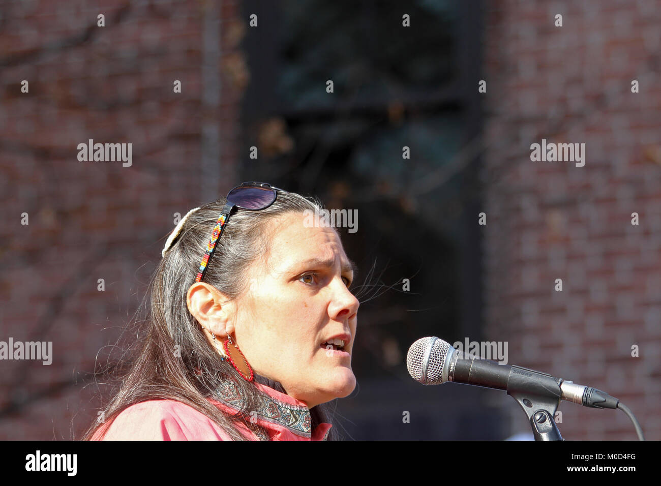 Massachusetts, USA. 20th Jan, 2018. Native American activist Rhonda ...
