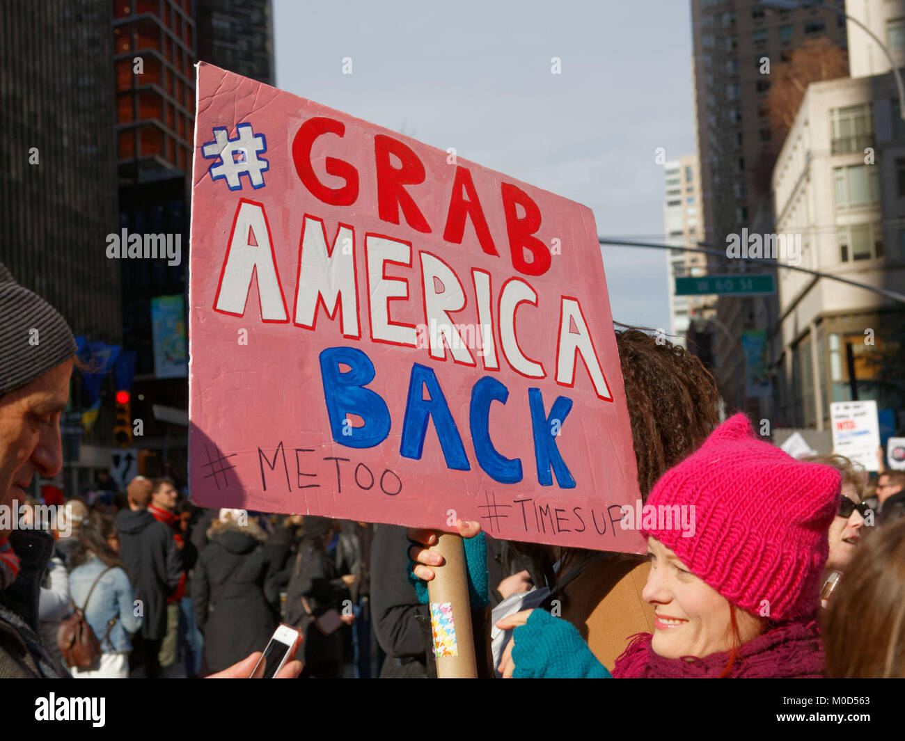 Women's March in NYC on the first anniversary of President Donald Trump ...