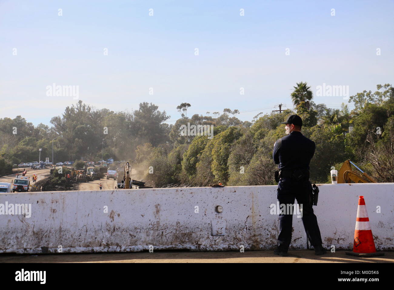 Montecito, California, USA. 17th Jan, 2018. CalTrans, construction and ...
