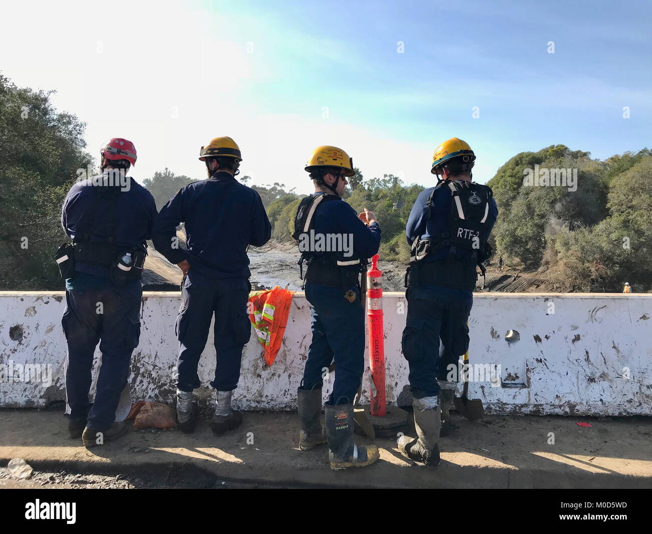 Montecito, California, USA. 17th Jan, 2018. CalTrans, construction and ...