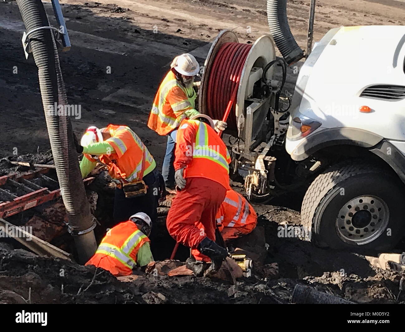 Montecito, California, USA. 17th Jan, 2018. CalTrans, construction and ...